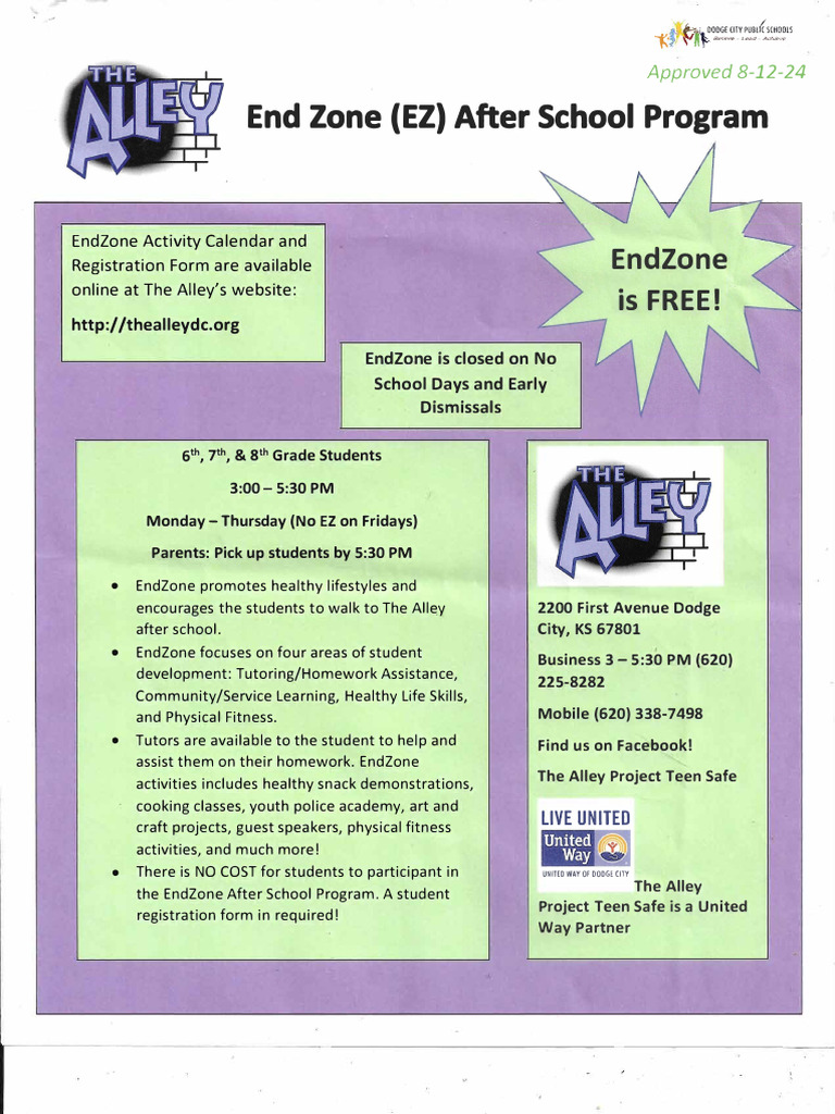 The Alley After School Program Flyer and Permission Slip 8-12-24 2 | PDF