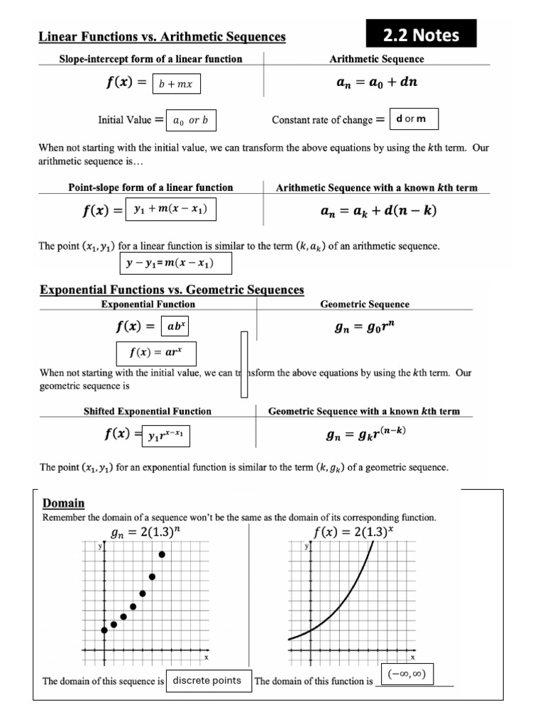 Unit 2.2 Notes Linear and Exponential | PDF