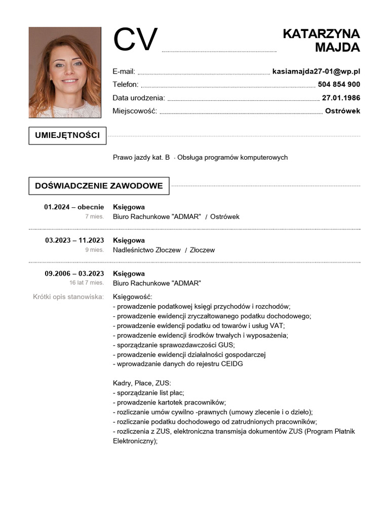 CV Katarzyna Majda | PDF