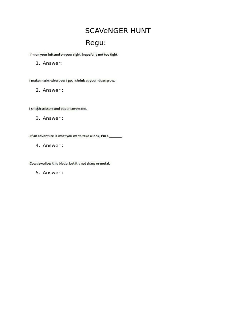 Scavenger Hunt | PDF