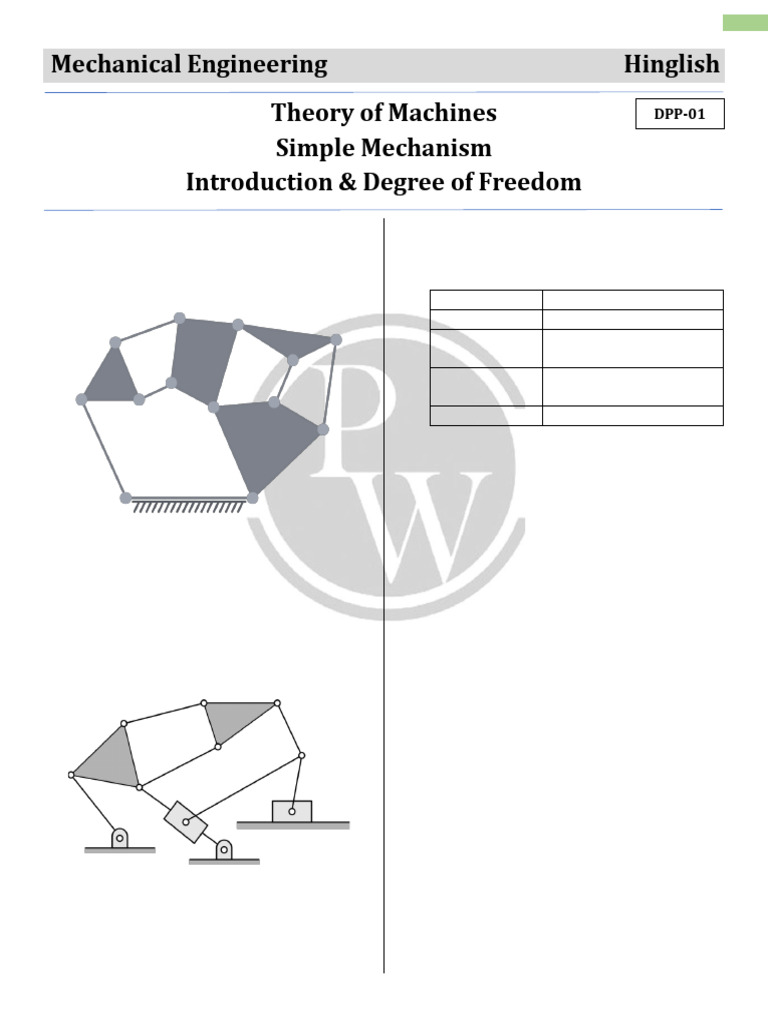Simple Mechanism - DPP 01 (Of Lec 01, 02 & 03) | PDF | Motion (Physics) | Mechanical Engineering