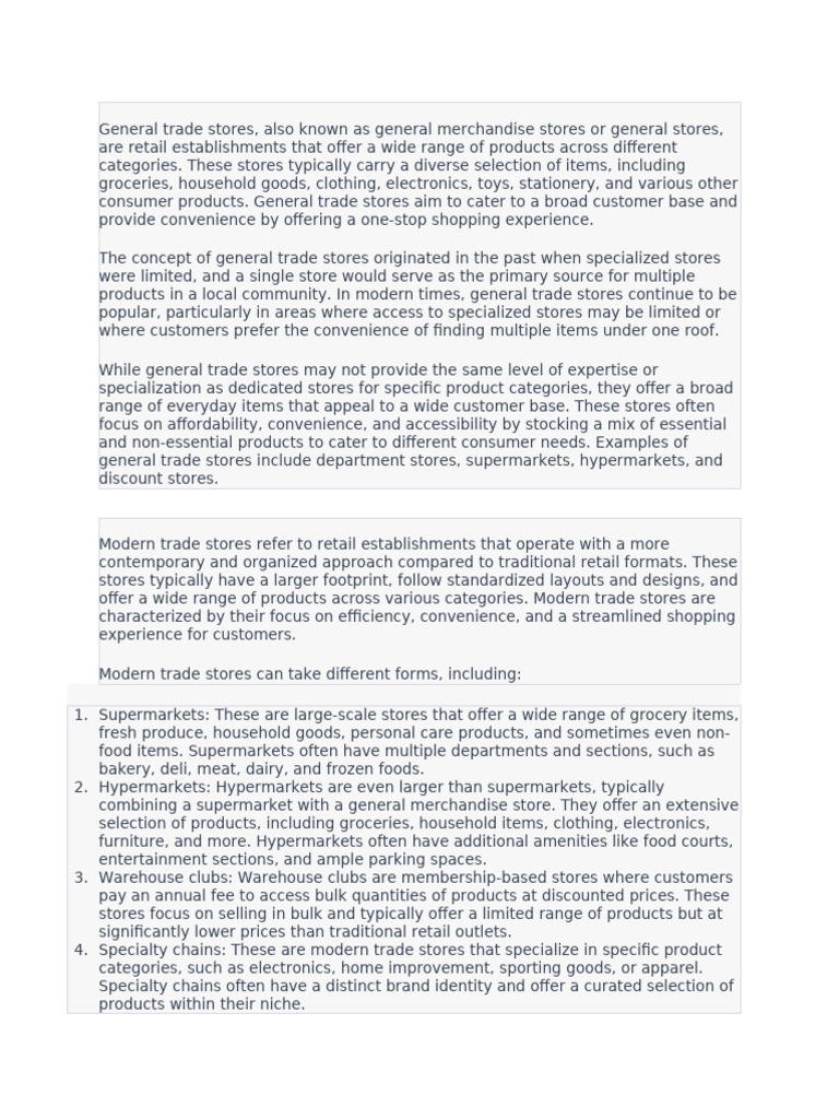 General Trade & Modern Trade Stores | PDF | Retail | Supermarket