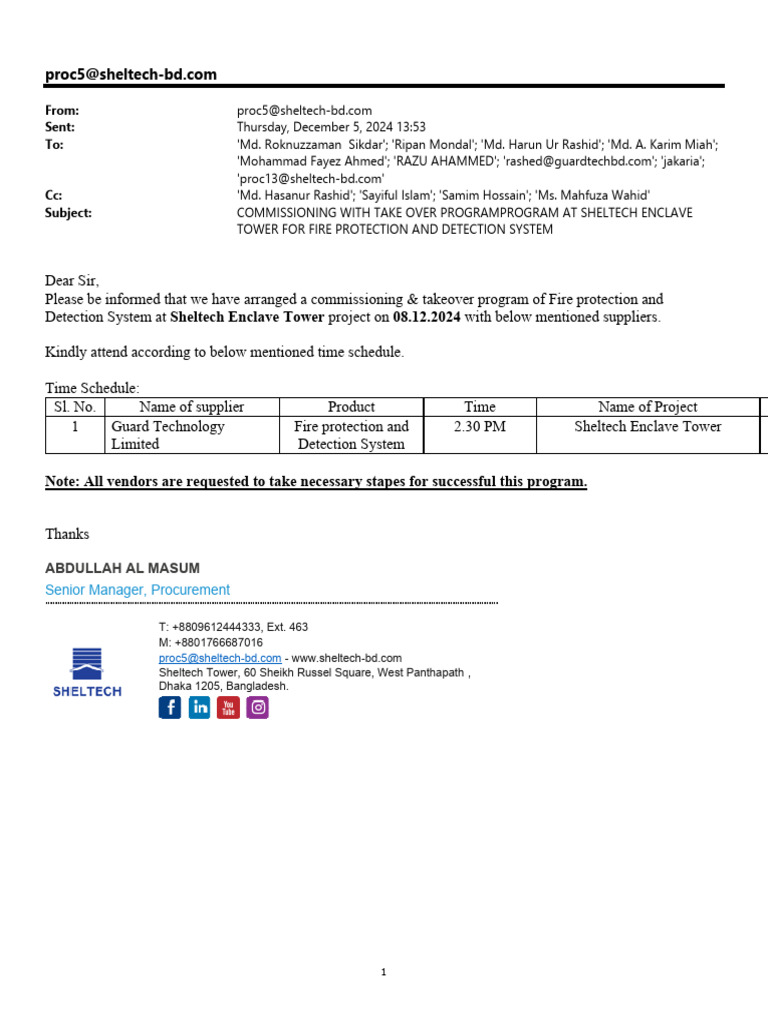 COMMISSIONING WITH TAKE OVER PROGRAMPROGRAM AT SHELTECH ENCLAVE TOWER ...