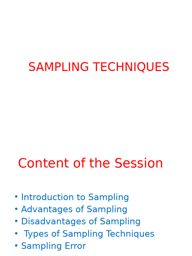 Sampling Techniques Edited | PDF | Sampling (Statistics) | Sample Size Determination