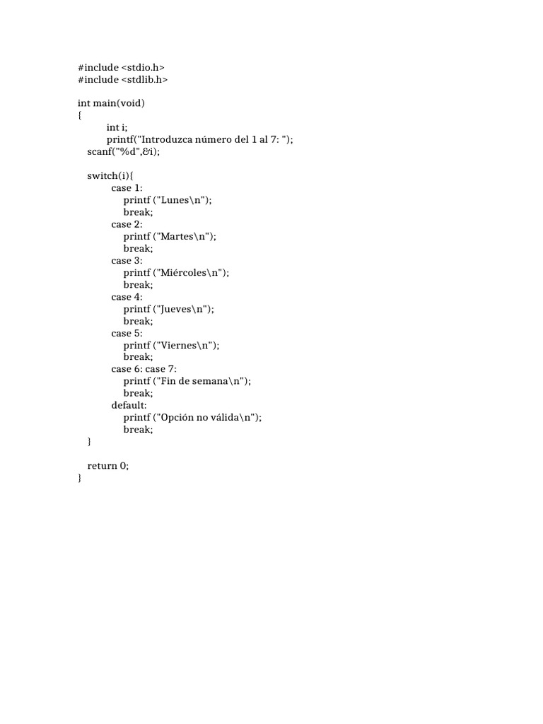 Ejercicios Hasta Switch if Clase (1) | PDF | Ciencias de la Computación | Unix