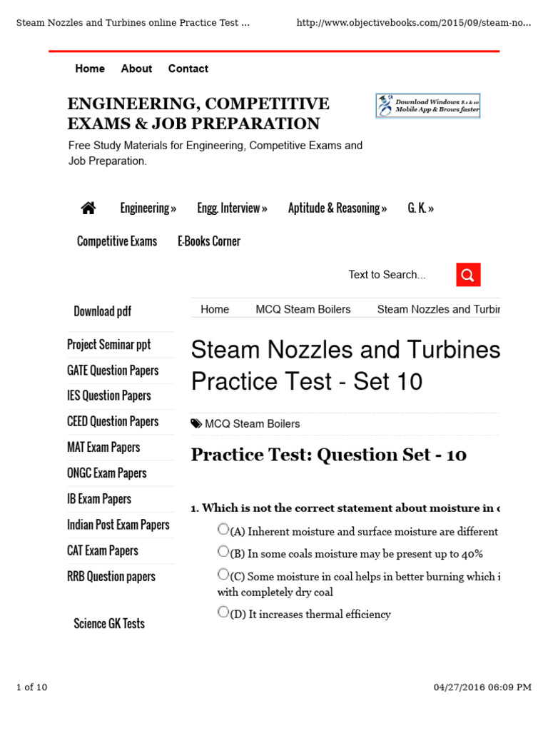 Exam preparation HT10 | PDF | Turbine | Boiler