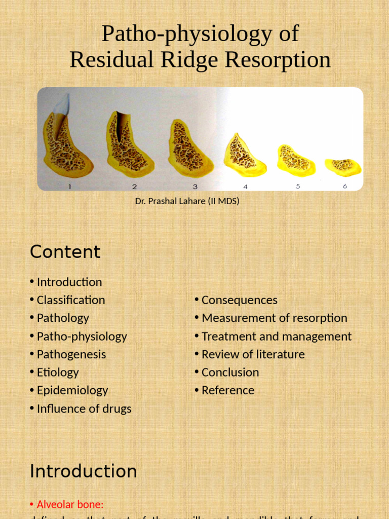 Patho-Physiology of Residual Ridge Resorption | PDF | Dentures | Dental ...