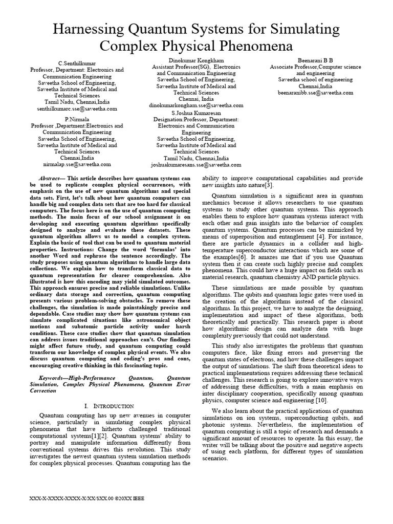 428_Harnessing Quantum Systems_Senthil Kumar (2) | PDF | Quantum Computing | Simulation