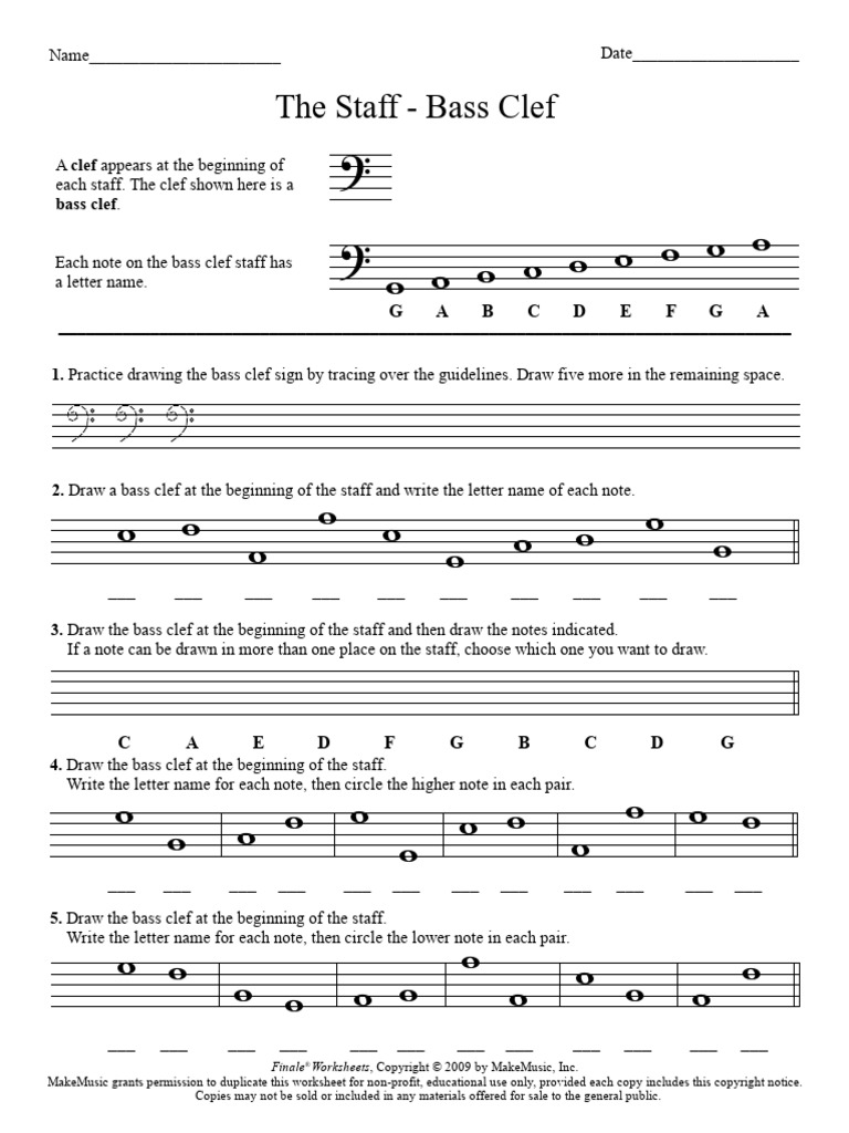 0004 The Staff Bass Clef | PDF | Clef | Business Law