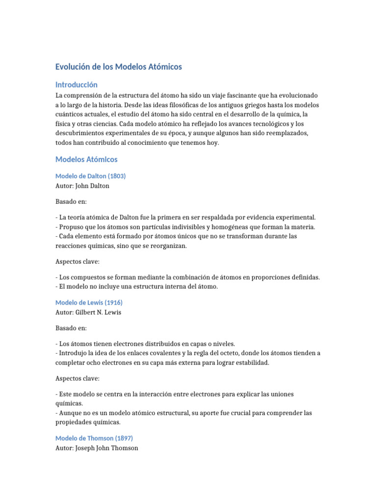 Modelos Atomicos | PDF | Átomos | Electrón