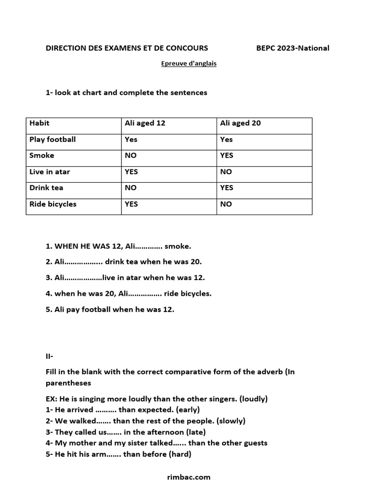 BEPC English Exam 2023 | PDF