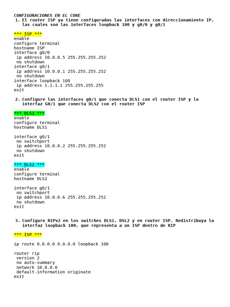 Configuraciones Ccna2 Enrutamiento Entrevlan+hsrp | PDF | Dirección IP | Enrutador (Computación)