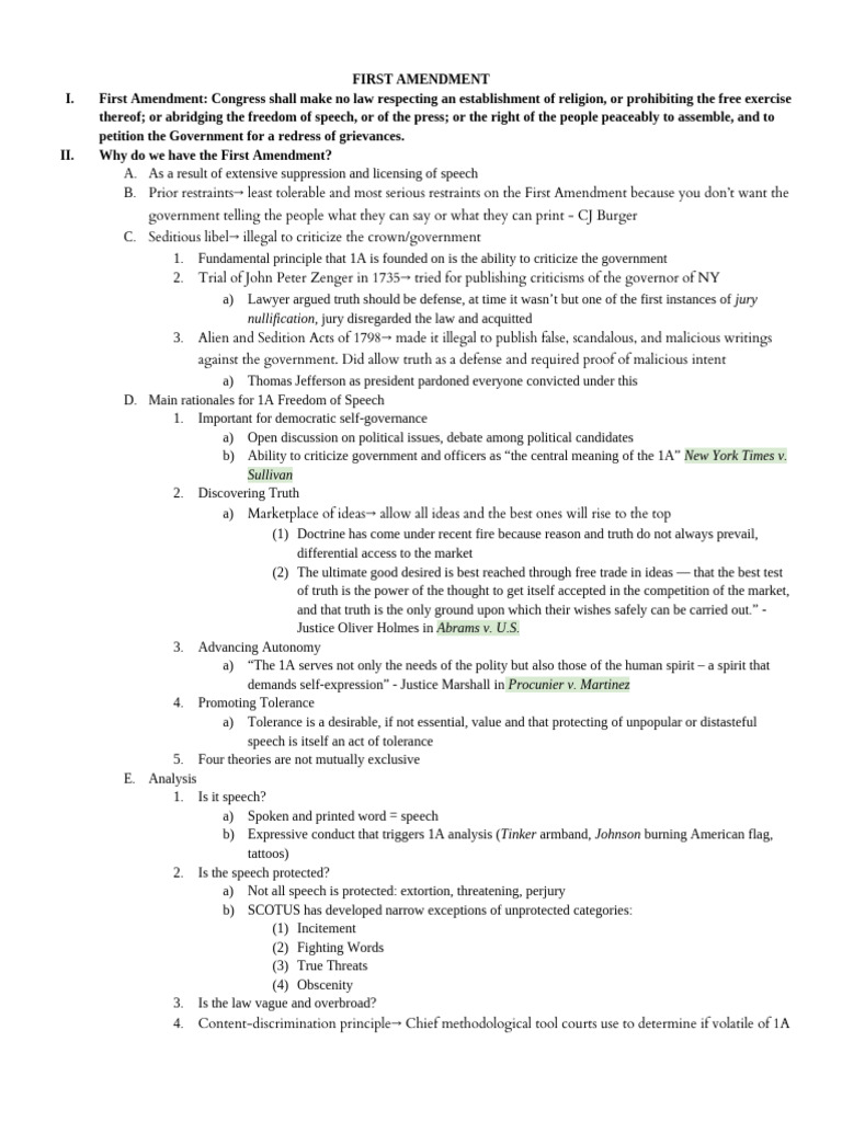 FIRST AMENDMENT | PDF | First Amendment To The United States ...