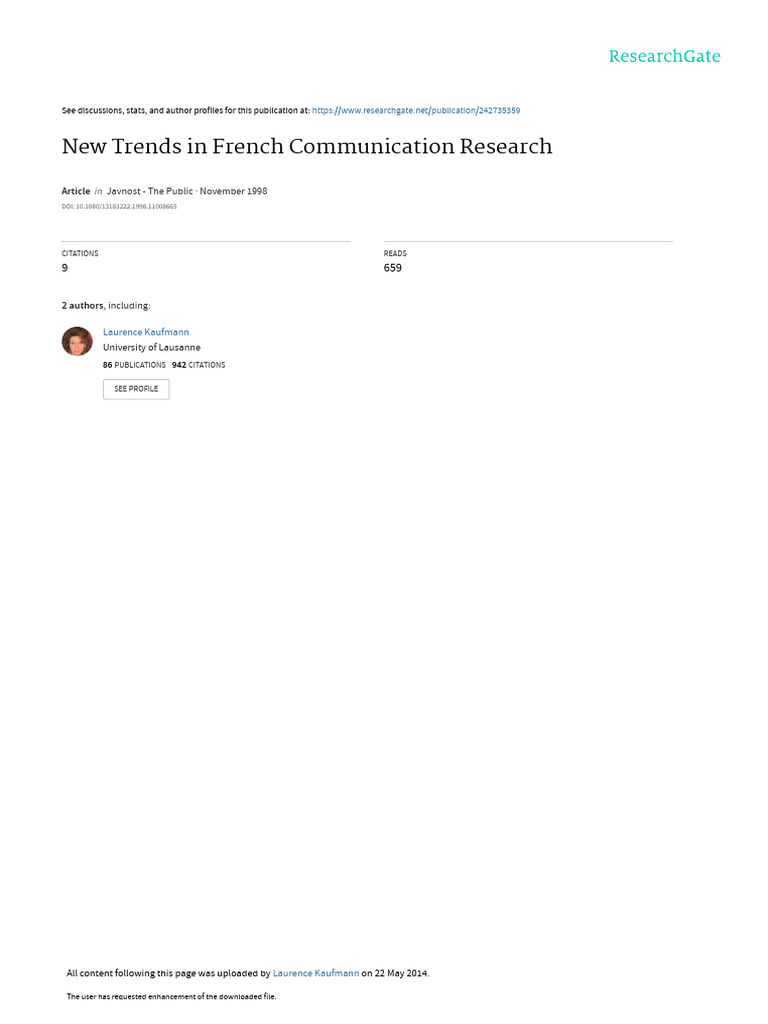 New Trends in French Communication Research | PDF | Sociology ...