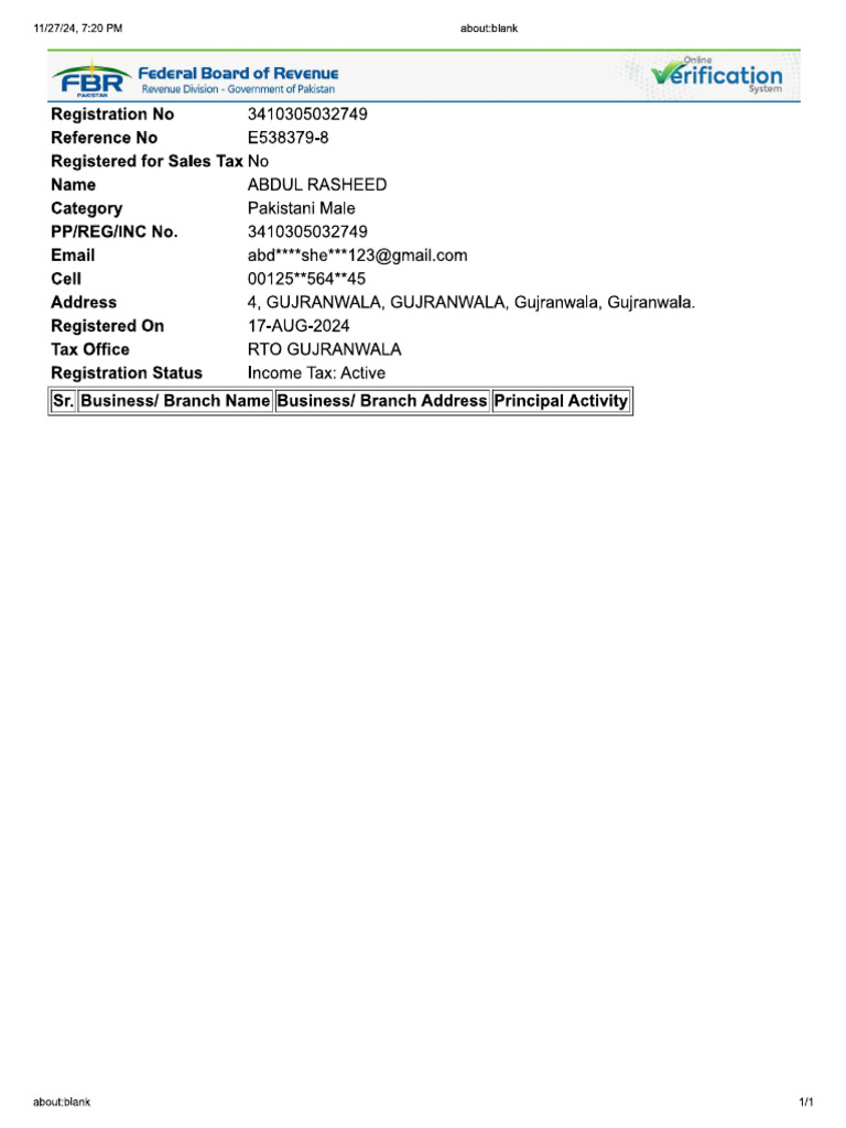 Abdul Rasheed NTN | PDF