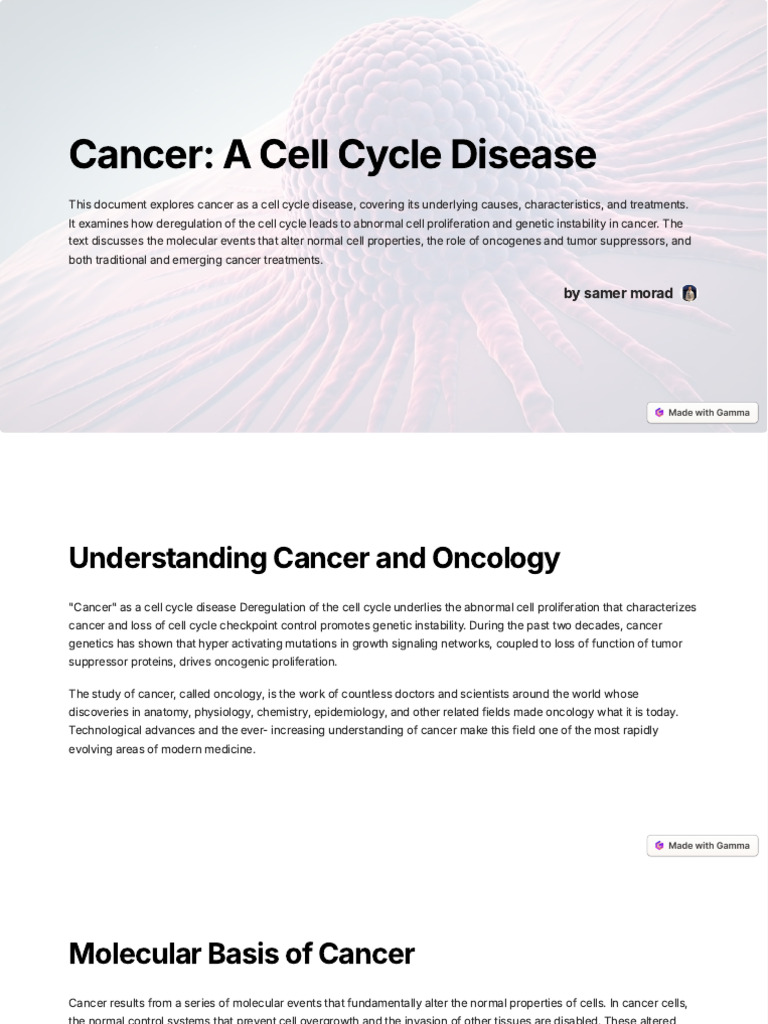 Cancer as a Cell Cycle Disease Explained | PDF | Oncogene | Cancer