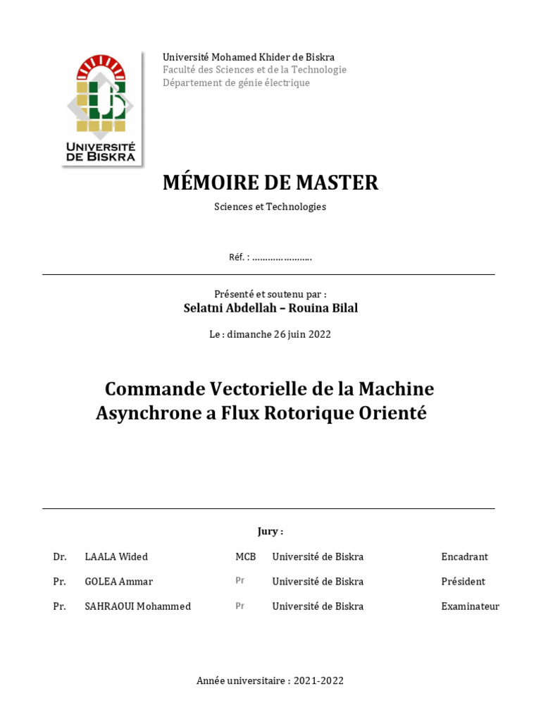 Commande Vectorielle Machine Asynchrone | PDF | Champ magnétique ...