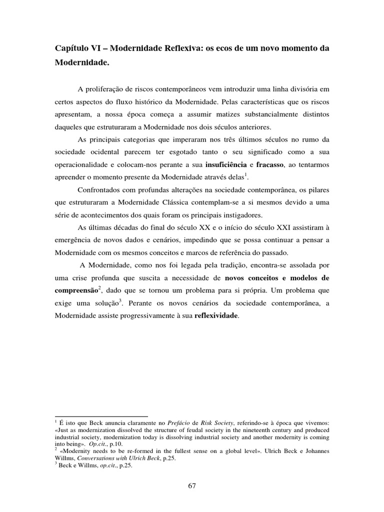 Modernidade Reflexiva Os Ecos de Um Novo Momento Da Modernidade | PDF | Modernidade | Sociologia