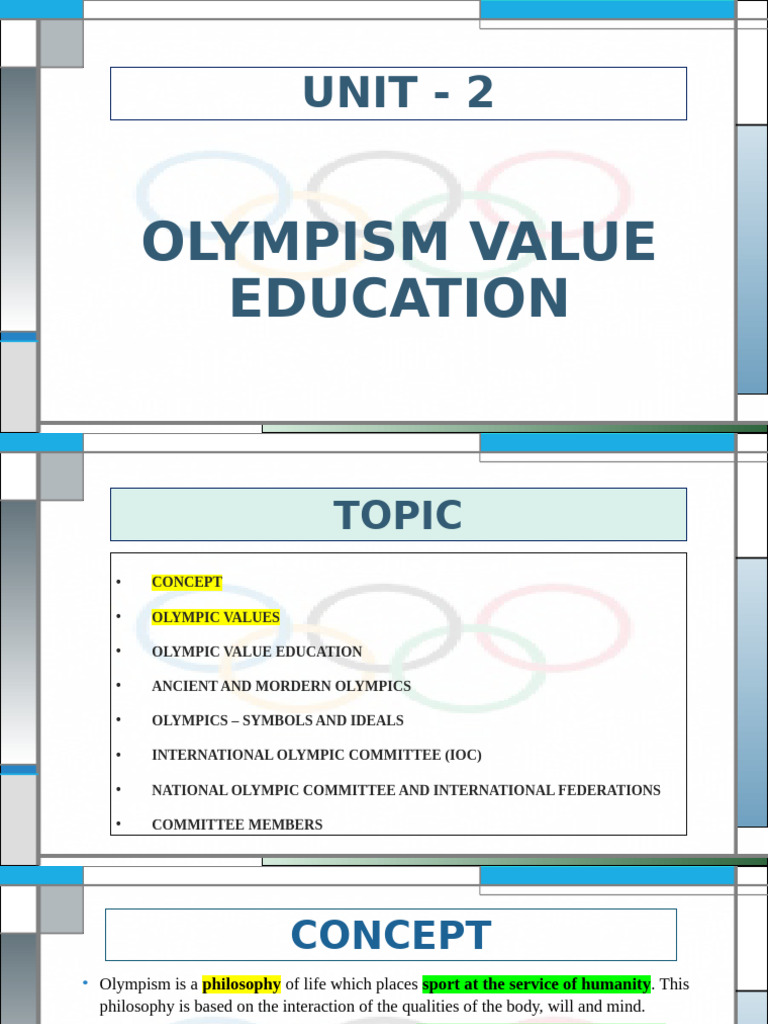 T1 - Concept and Olympic Value | PDF | Sports | Olympic Games