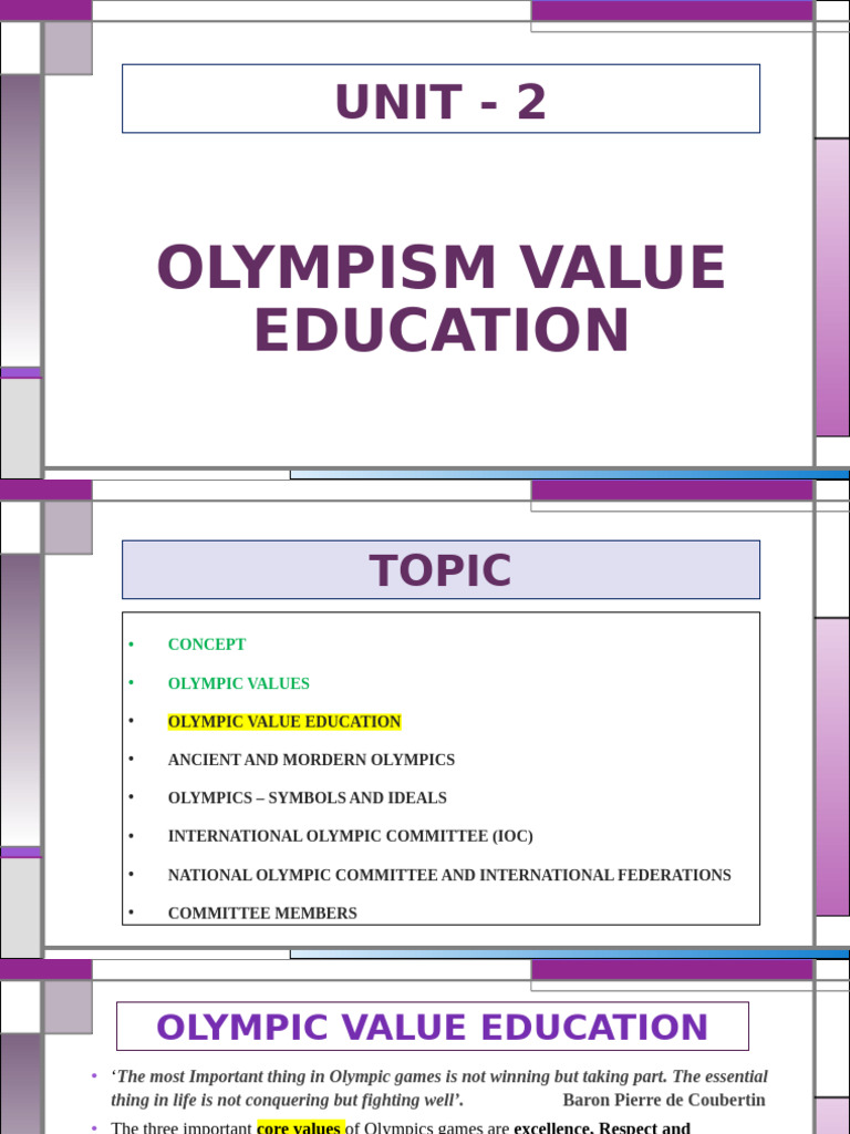 T2 - Olympic Value Education | PDF | Sports | Olympic Games