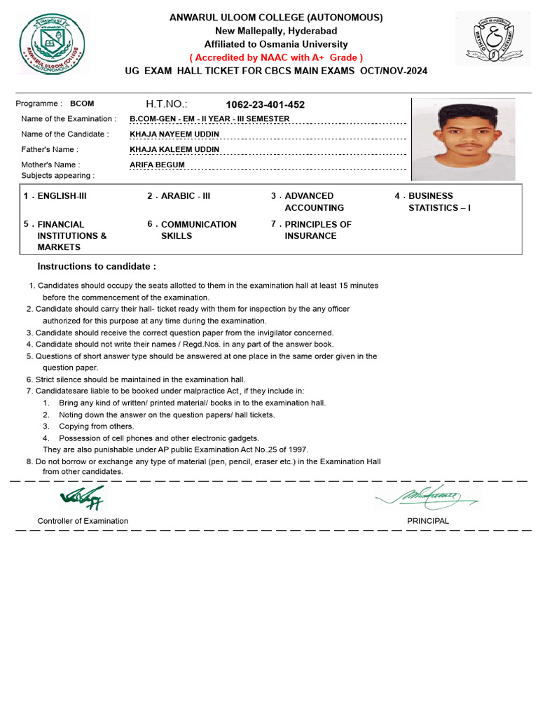1062-23-401-452 3rd Sem | PDF | Qualifications