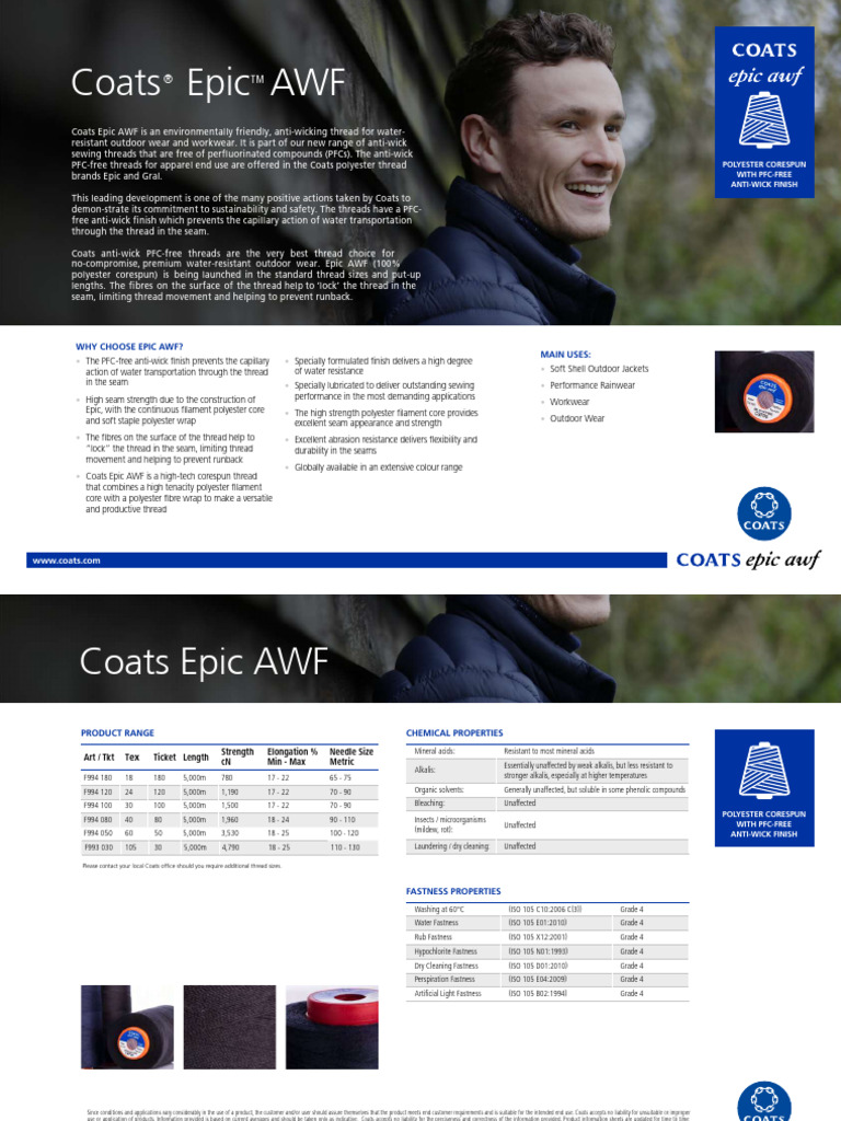 Epic AWF Product Information Sheet | PDF | Yarn | Embroidery