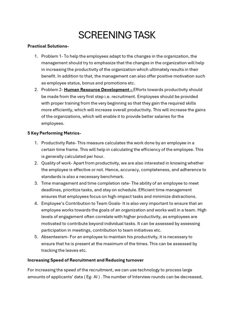 Screening Task For OkCredit | PDF | Employment | Turnover (Employment)