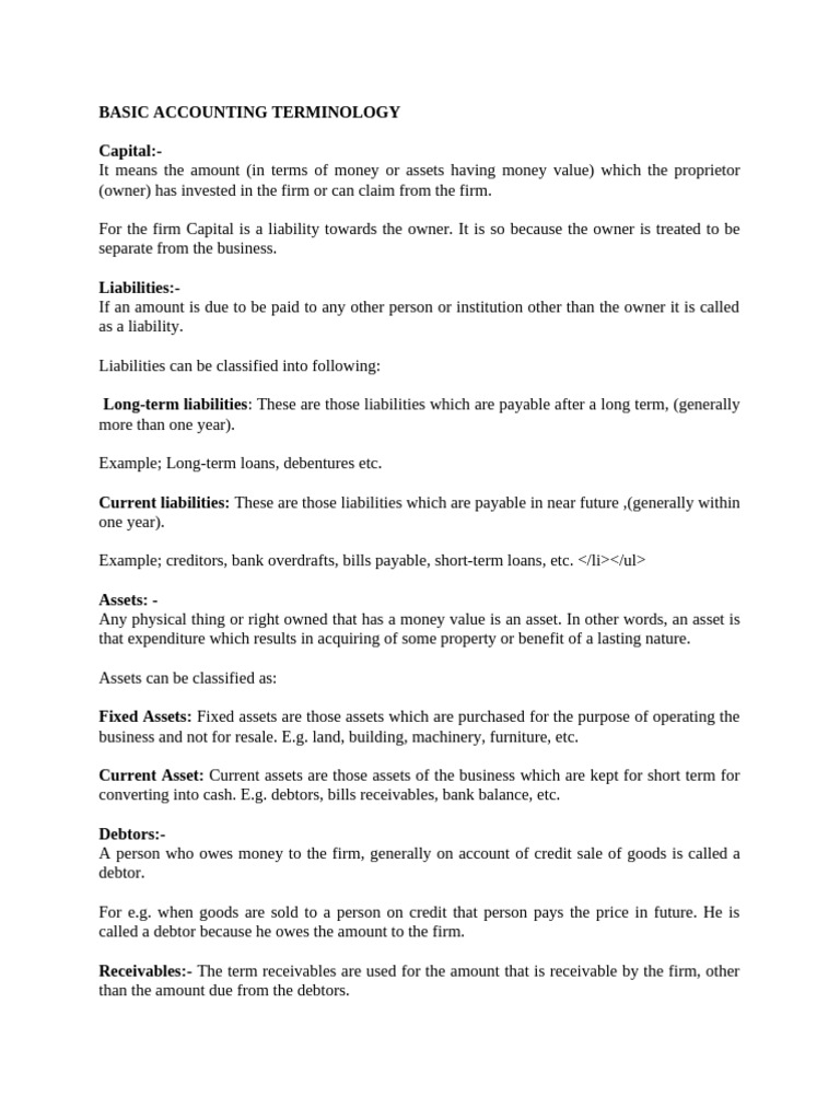 Basic Accounting Terminology | PDF | Debits And Credits | Expense