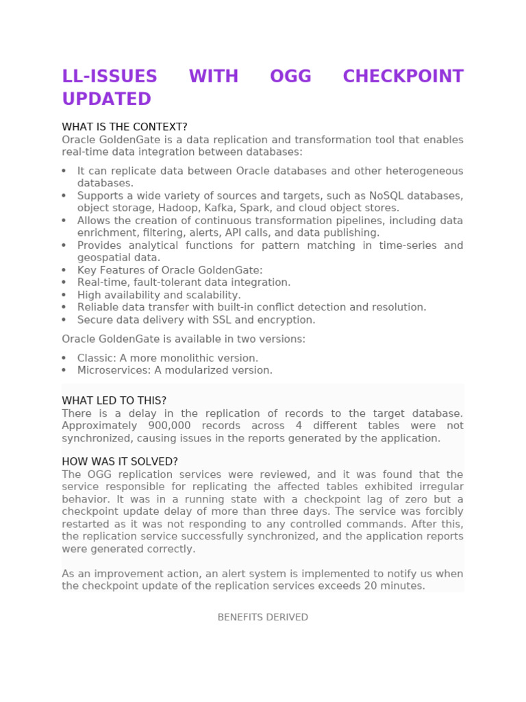 LL - Issues With Ogg Checkpoint Updated | PDF