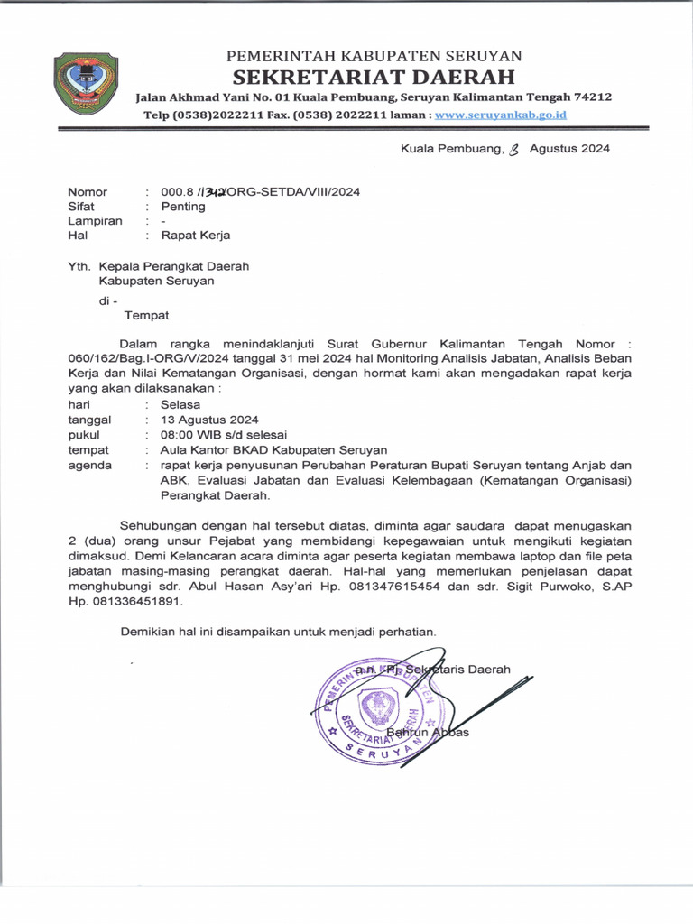 Surat Rapat Kerja | PDF