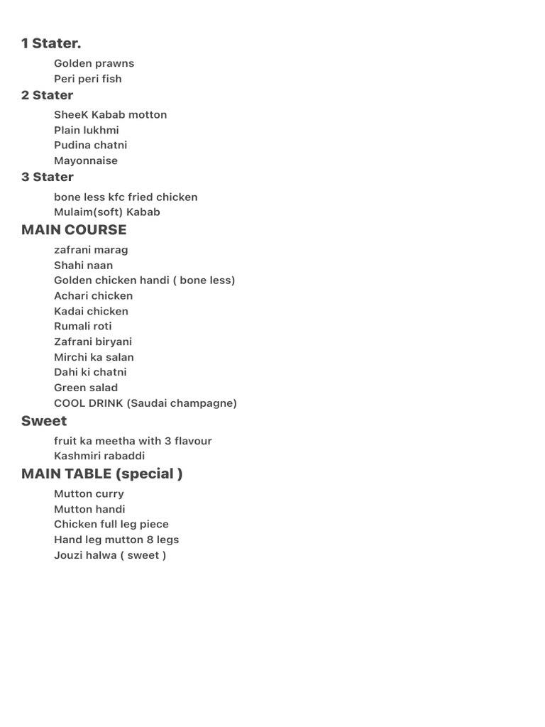 Lavish Indian Feast Menu | PDF