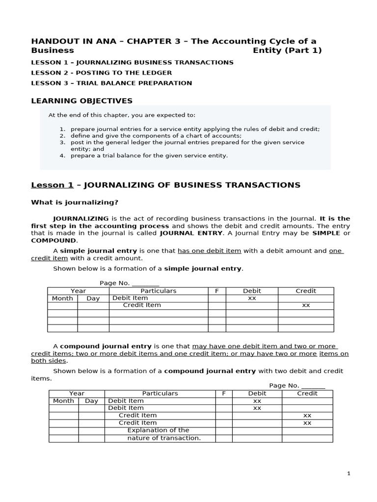 Handout in Ana Chapter 3 | PDF | Debits And Credits | Financial Accounting