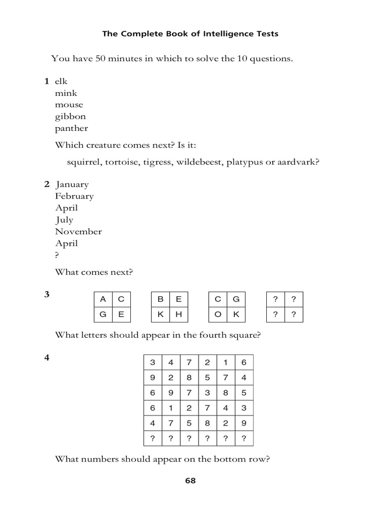 Iq Test Questions | PDF | Matrix (Mathematics) | Linear Algebra