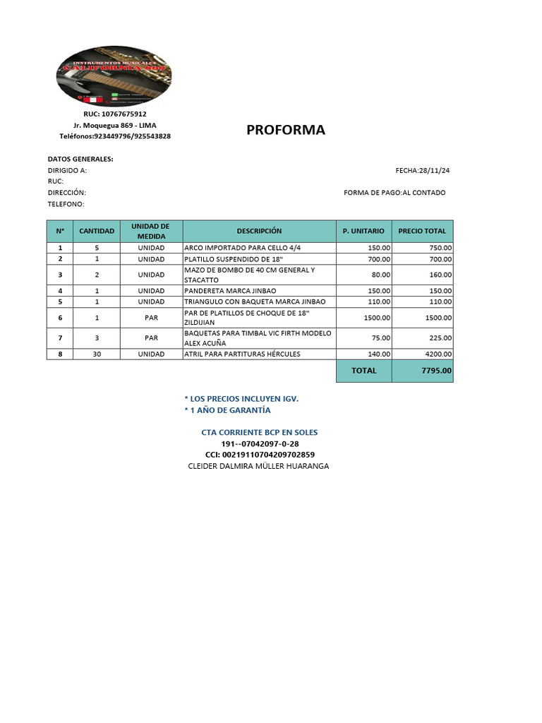 Proforma 00306 | PDF