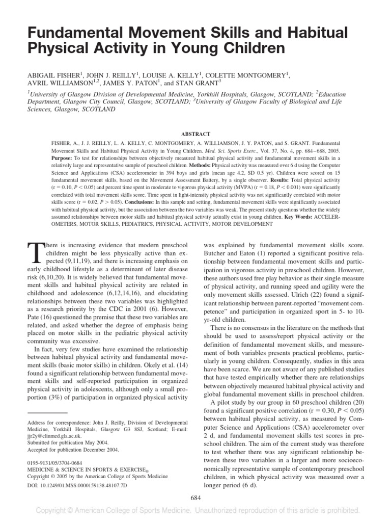Fundamental Movement Skills and Habitual Physical Activity in Young ...