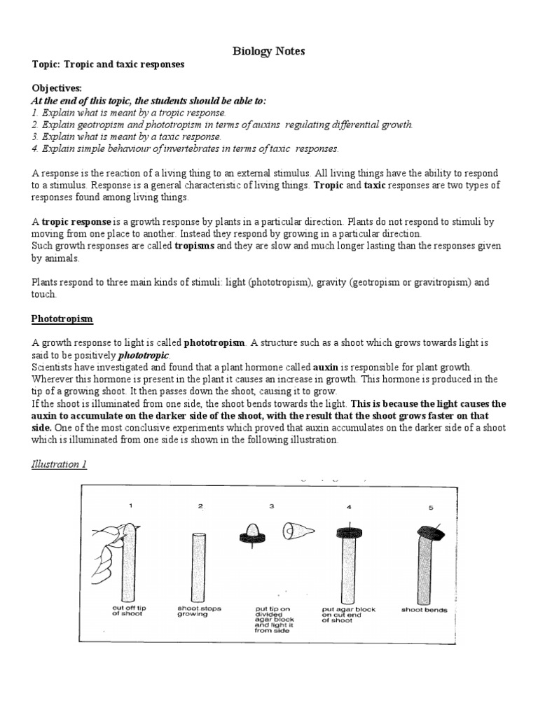 Tropic and Taxic Responses in Biology | PDF | Plants | Botany
