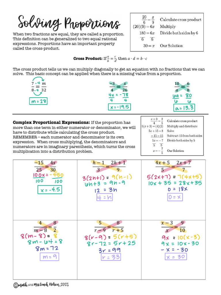 Cross Product:: Complex Proportional Expressions | PDF | Algebra ...