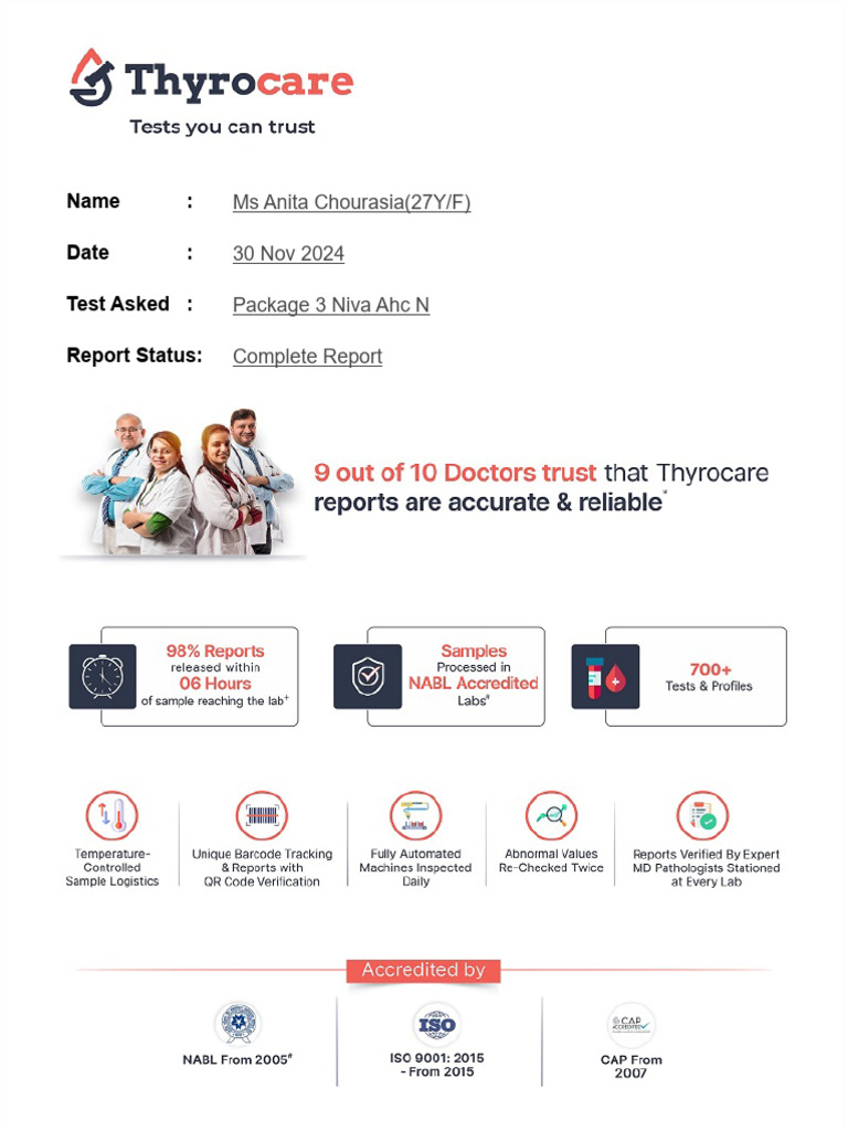Health Checkup Report 1733005825735 | PDF | White Blood Cell | Clinical ...