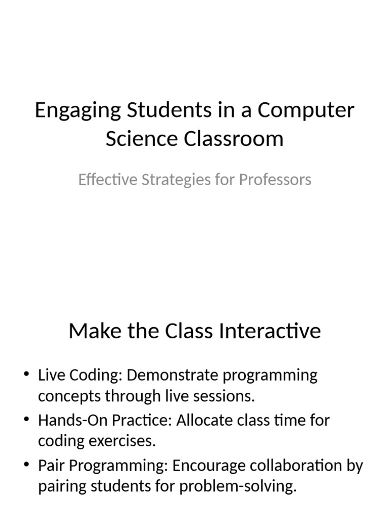 Engaging Students in CS Classroom | PDF