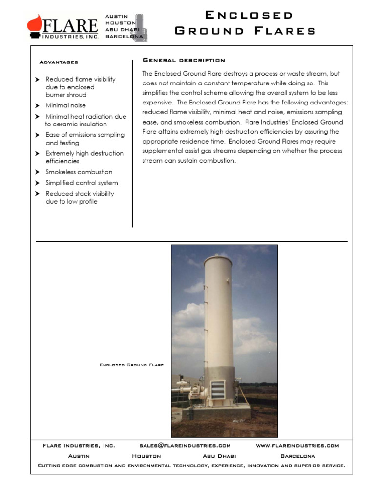 Enclosed Ground Flare Benefits & Specs | PDF | Combustion | Energy ...