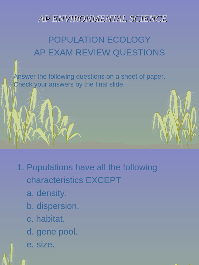 Population Ecology Review Qz Ppt | PDF | Population | Population Growth