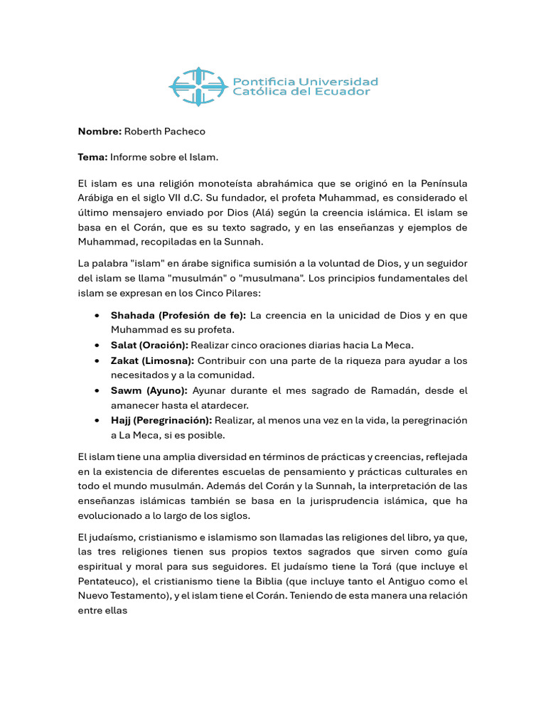 Informe Sobre El Islam | PDF | Religiones abrahámicas | Tora
