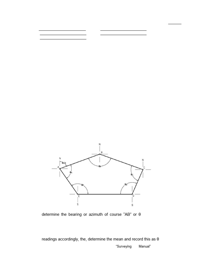 Survey Lab 08 Interior Angle Traverse EDITED | PDF | Angle | Surveying