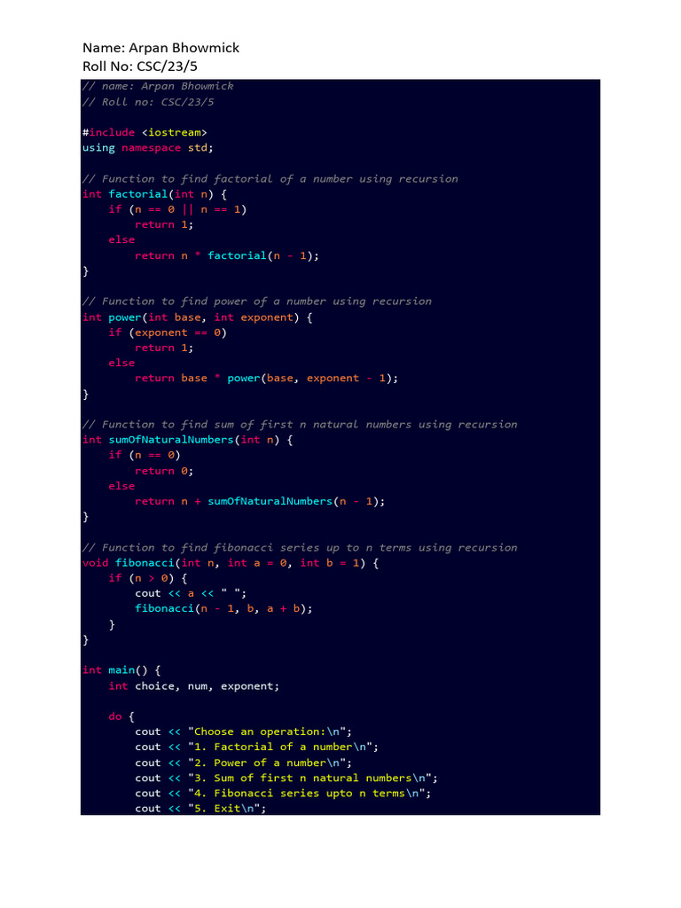 menu-recursion | PDF | Computer Science | Computing menu-recursion | PDF | Computer Science | Computing