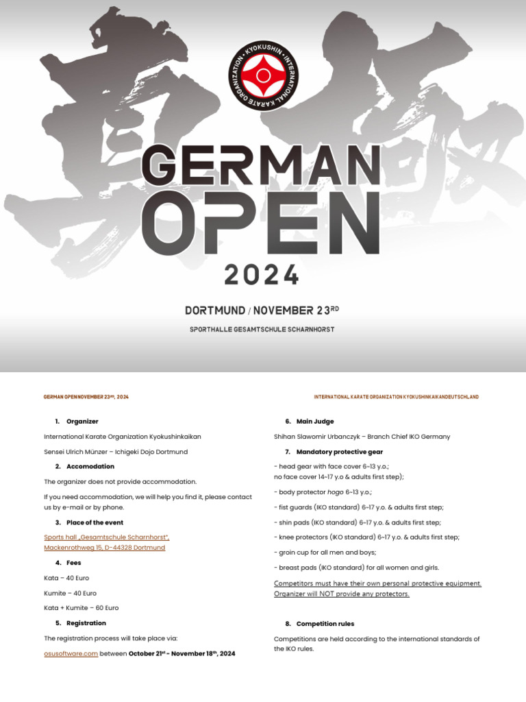 Invitation German Open 2024 | PDF | Japanese Martial Arts | East Asian ...