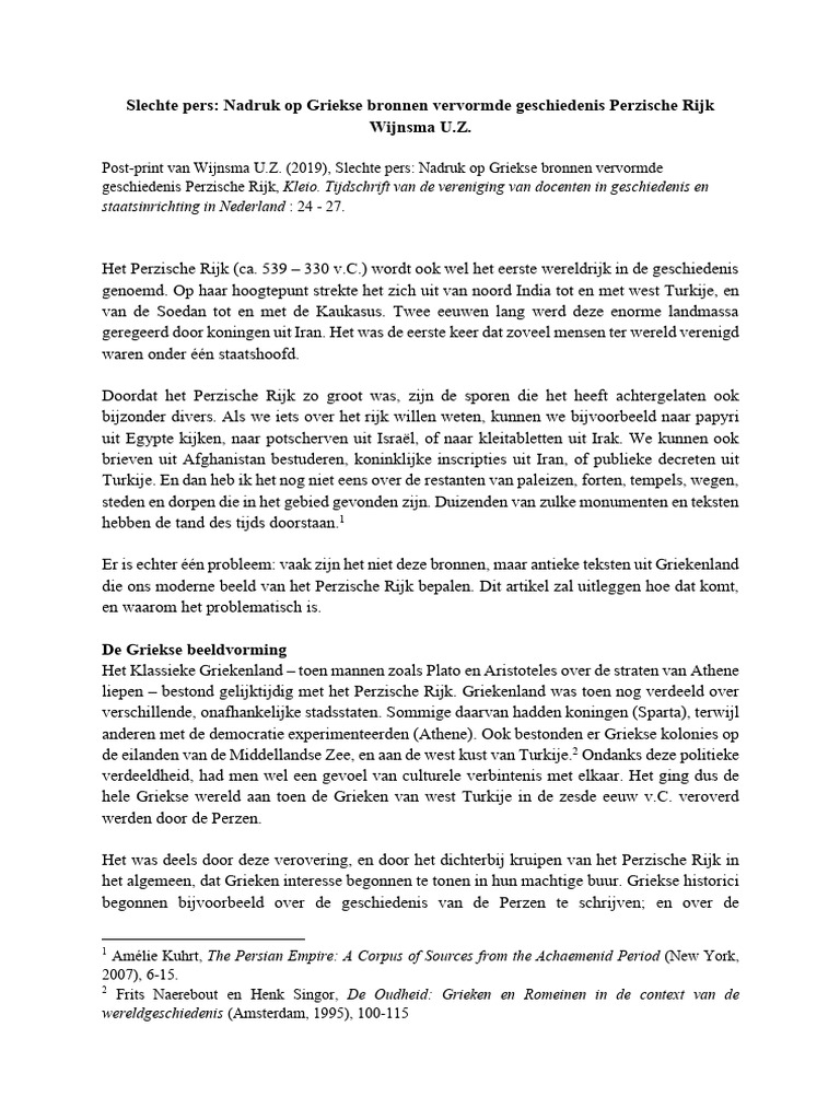 Griekse bronnen perzische rijk | PDF