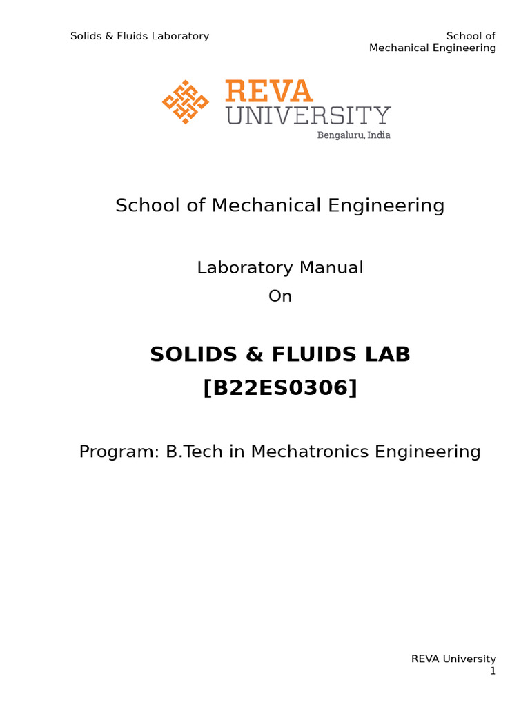 Solids & Fluids Lab Manual | PDF | Deformation (Engineering) | Young's ...