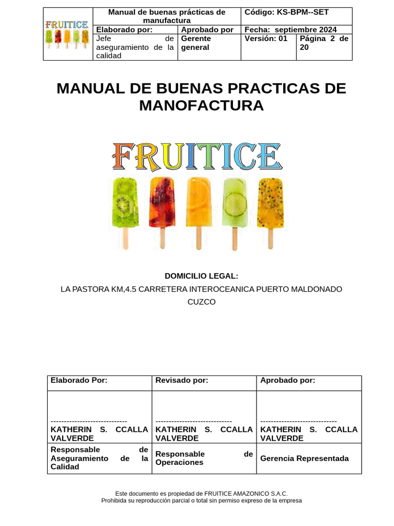 FRUTICE_bpm[1] | PDF | Residuos | Seguridad alimenticia