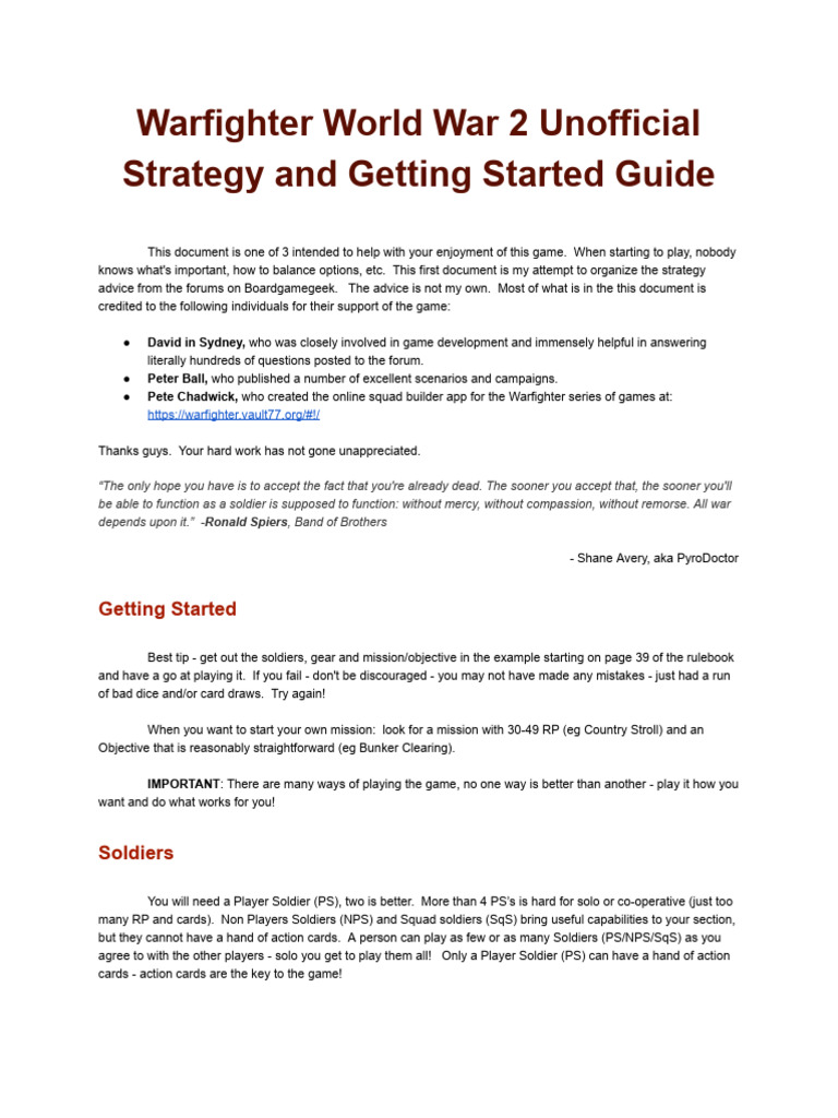 Warfighter WW2 Strategy - Google Docs | PDF | Sniper | Rifle