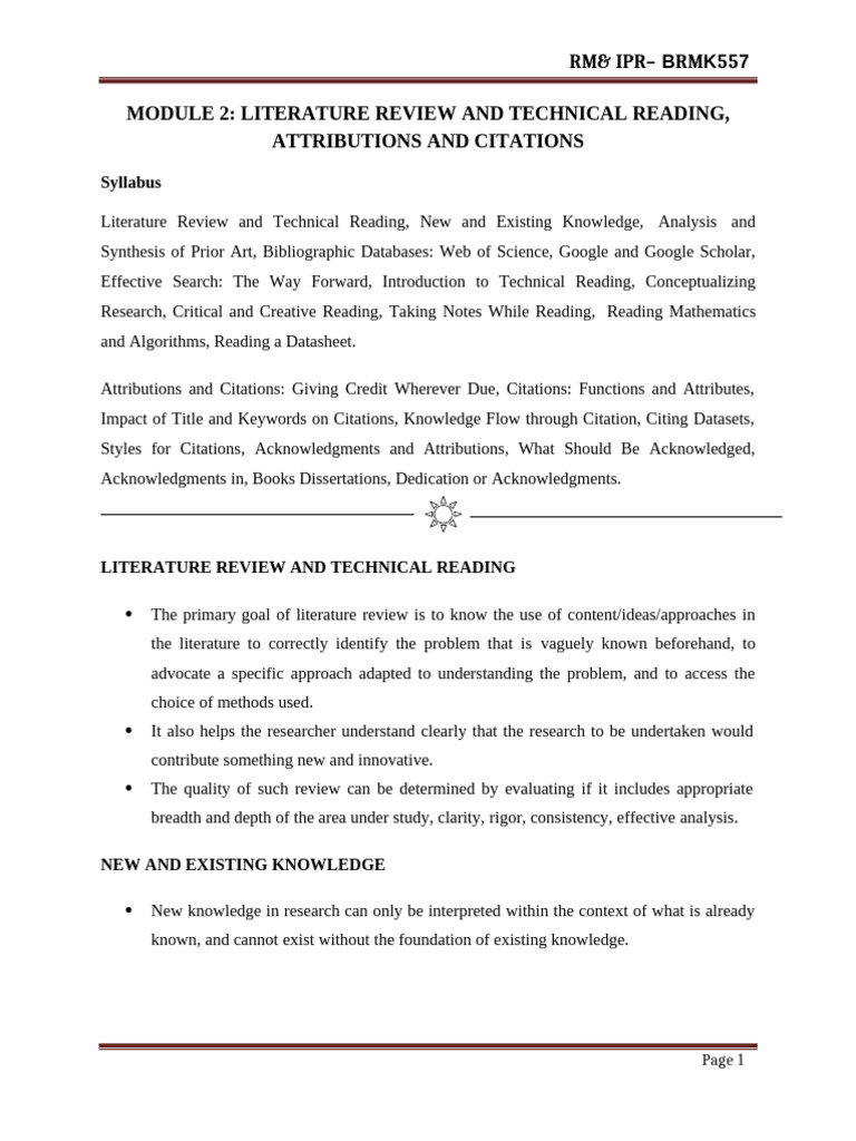 RM&IPR BRMK557 Module 2 | PDF | Citation | Knowledge